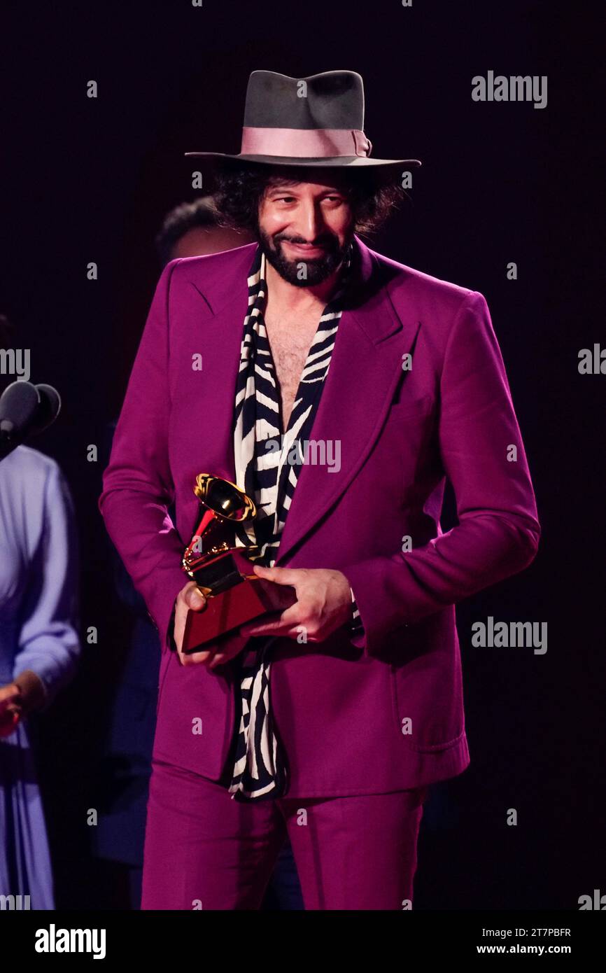 Adan Jodorowsky accepts the award for record of the year for "De Todas ...