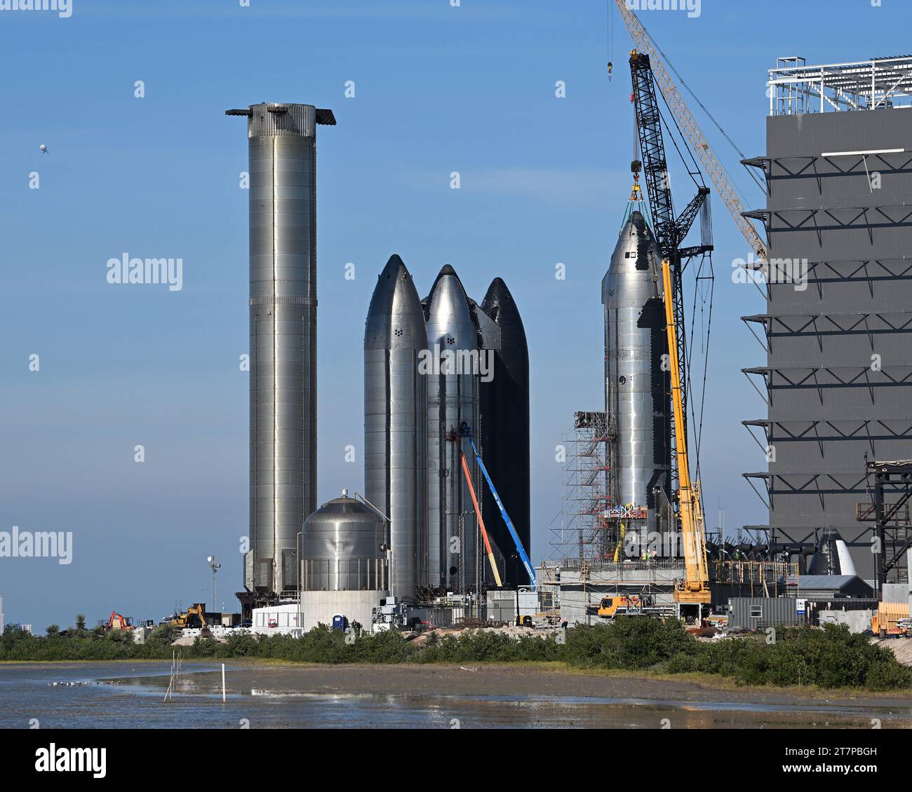 SpaceX "Starship" vehicles at the Starbase facility Boca Chica, Tx. on ...