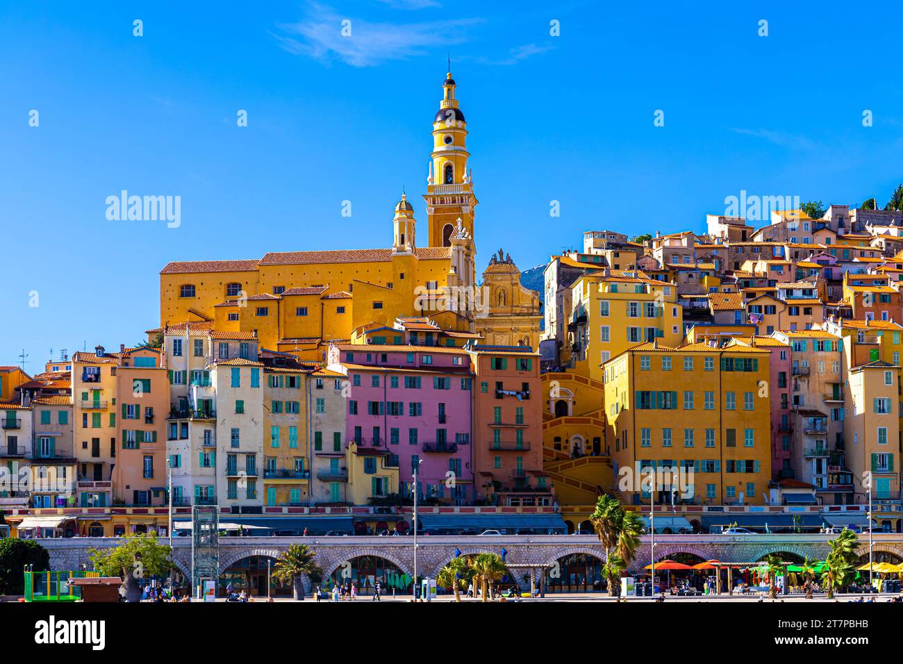 View of Menton, a town on the French Riviera in southeast France known ...