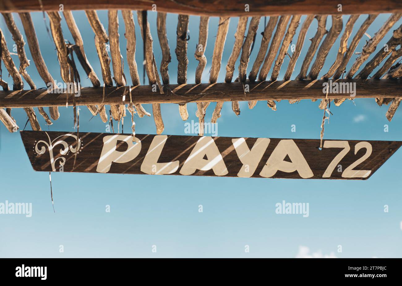 beach sign, Playa del Carmen, Mexico, Quintana Roo, summer 2023 Stock ...