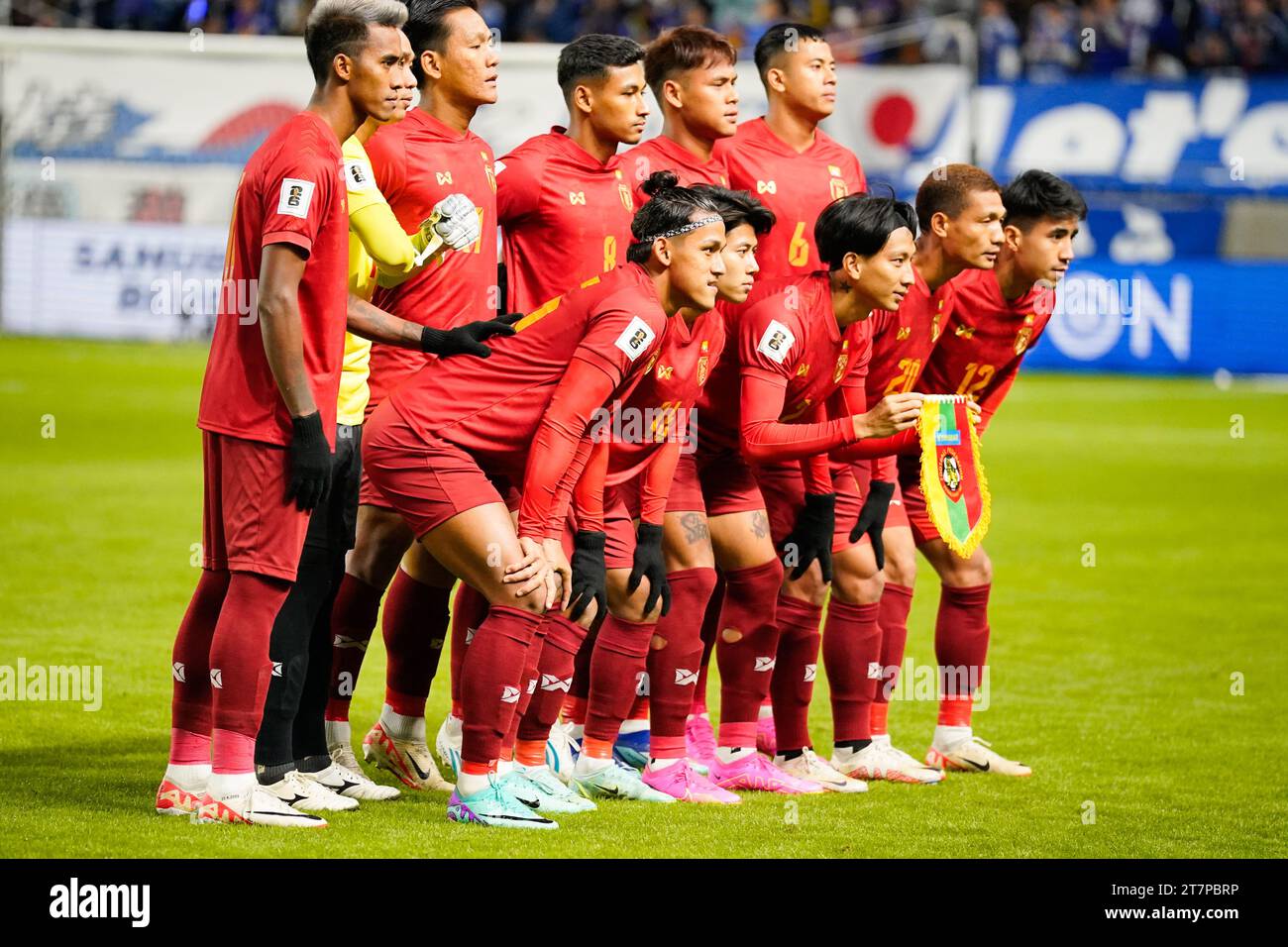 Suita, Japan. 16th Nov, 2023. Myanmar team group line-up Football ...