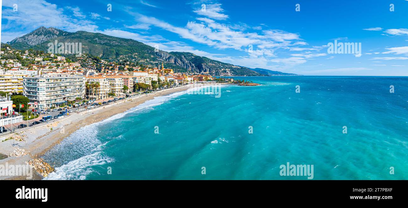 View of Menton, a town on the French Riviera in southeast France known ...