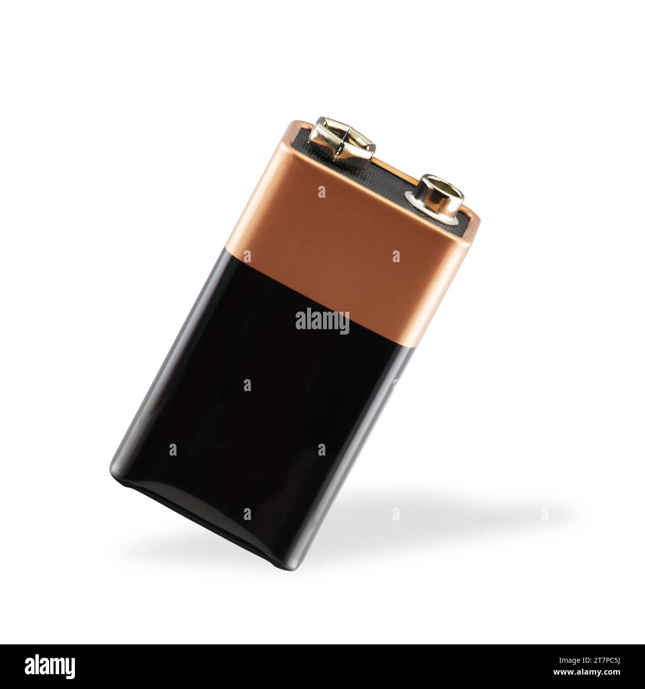 9 volt alkaline battery on white with shadow Stock Photo - Alamy