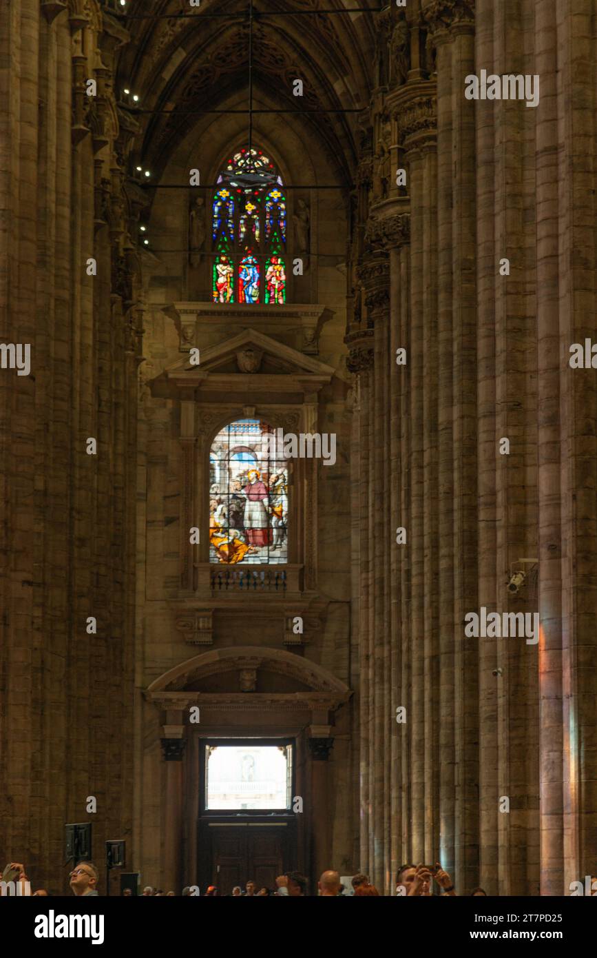 Stained glass windows in the Duomo di Milano, Milan Italy Stock Photo ...