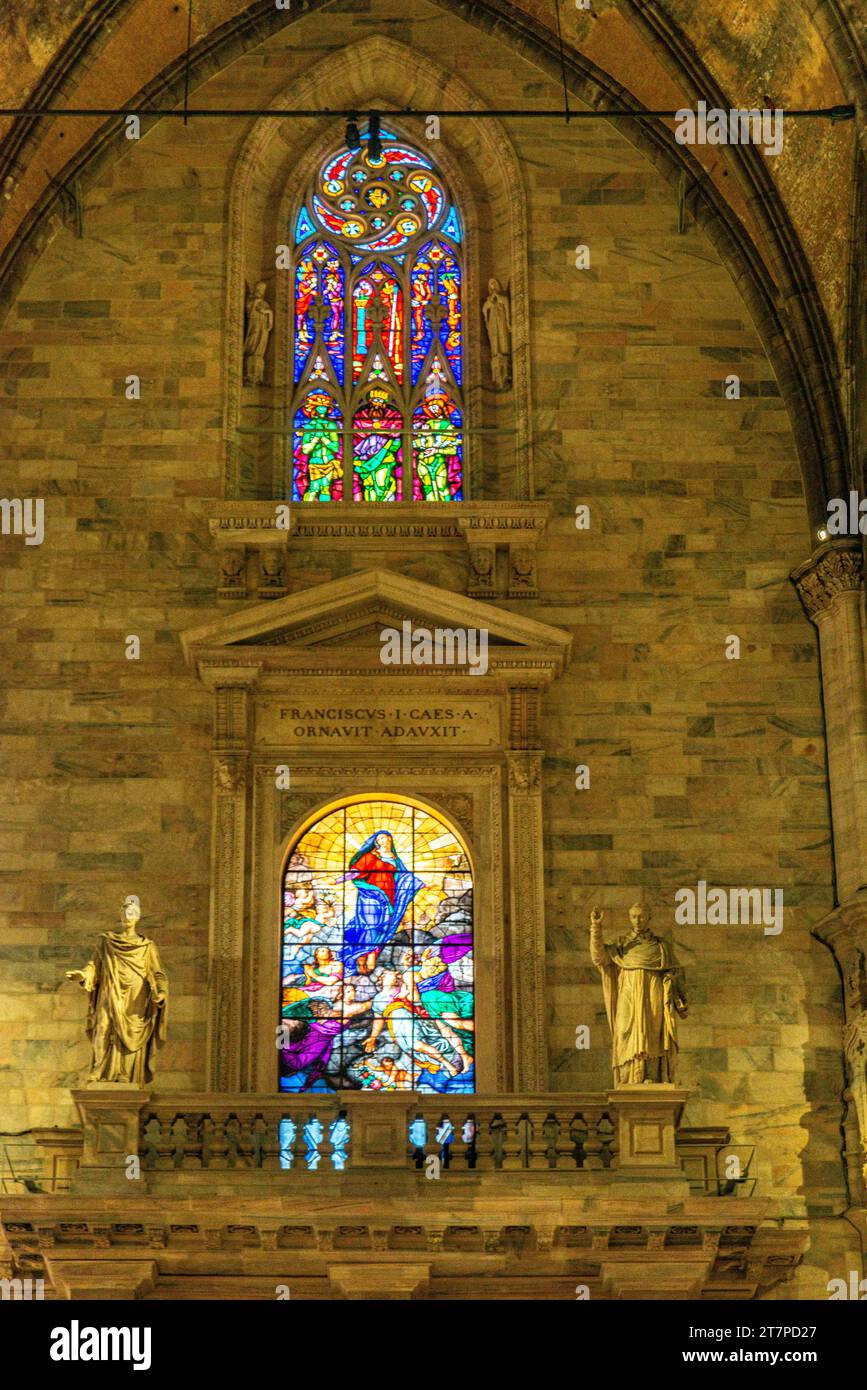 Stained glass windows in the Duomo di Milano, Milan Italy Stock Photo ...