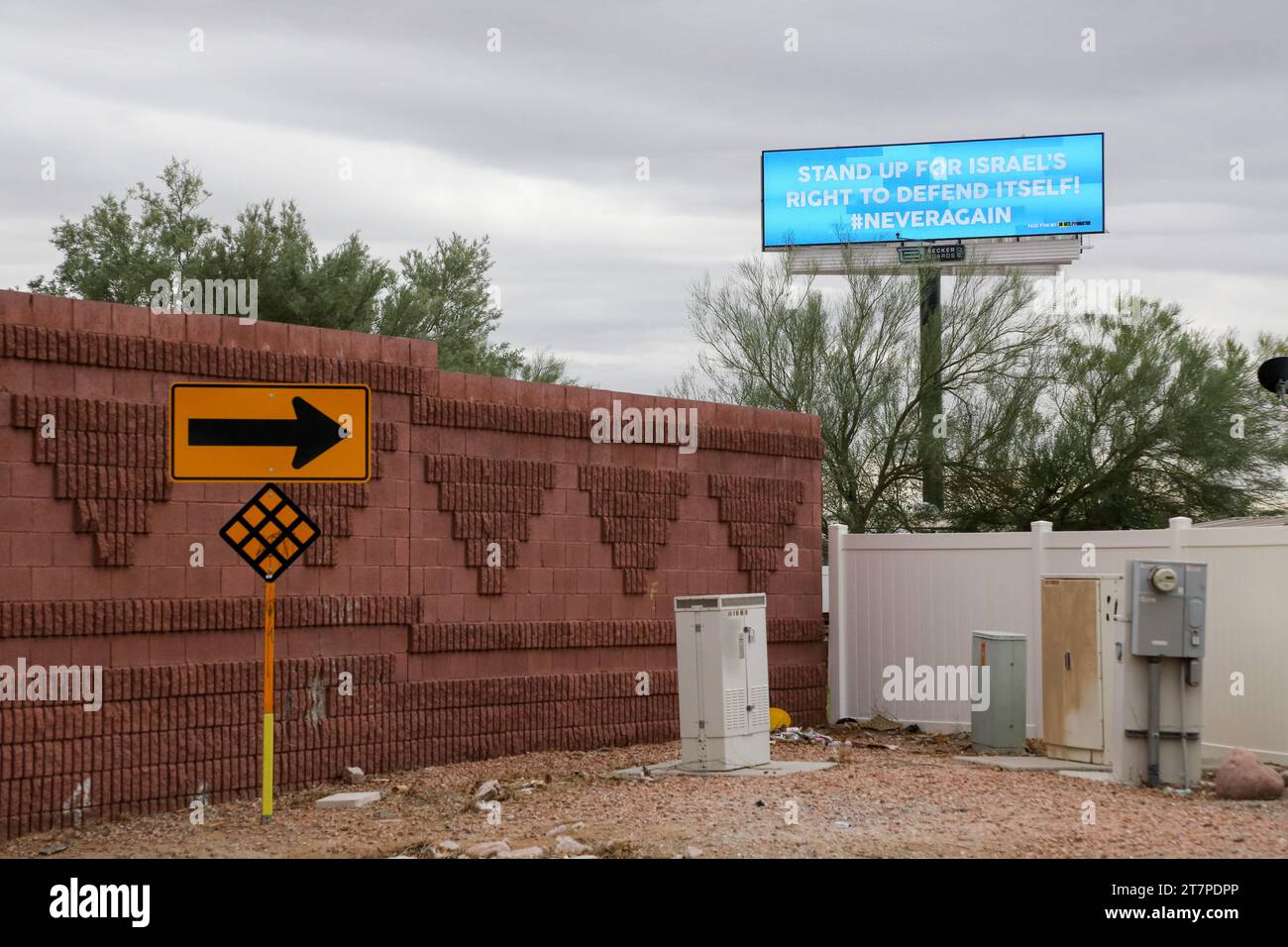 A rotating, digital billboard displaying a message of support for ...
