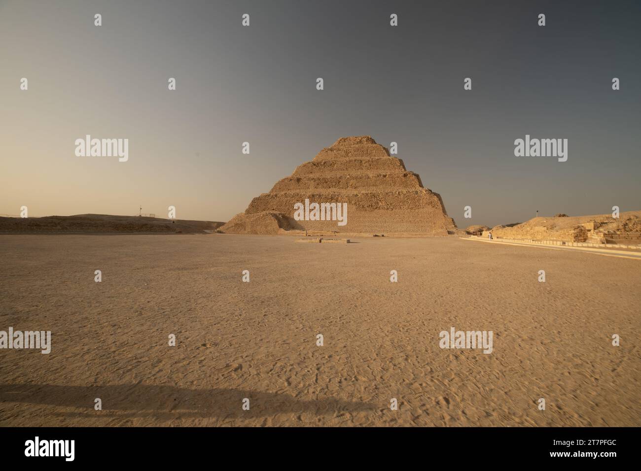 Ruins of the ancient Saqqara step pyramid which is an archeological ...