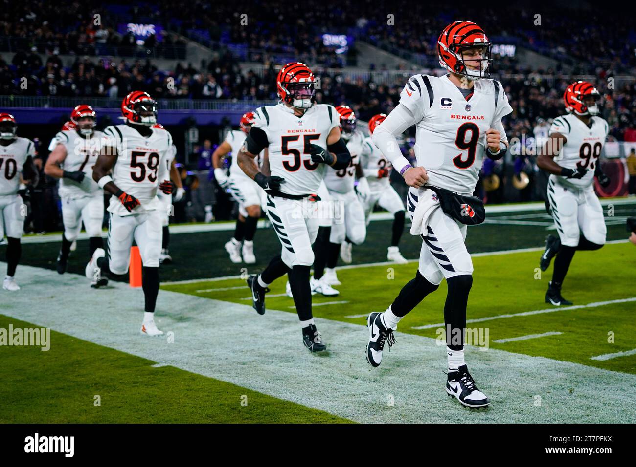 Cincinnati Bengals quarterback Joe Burrow (9) arrives during an NFL ...