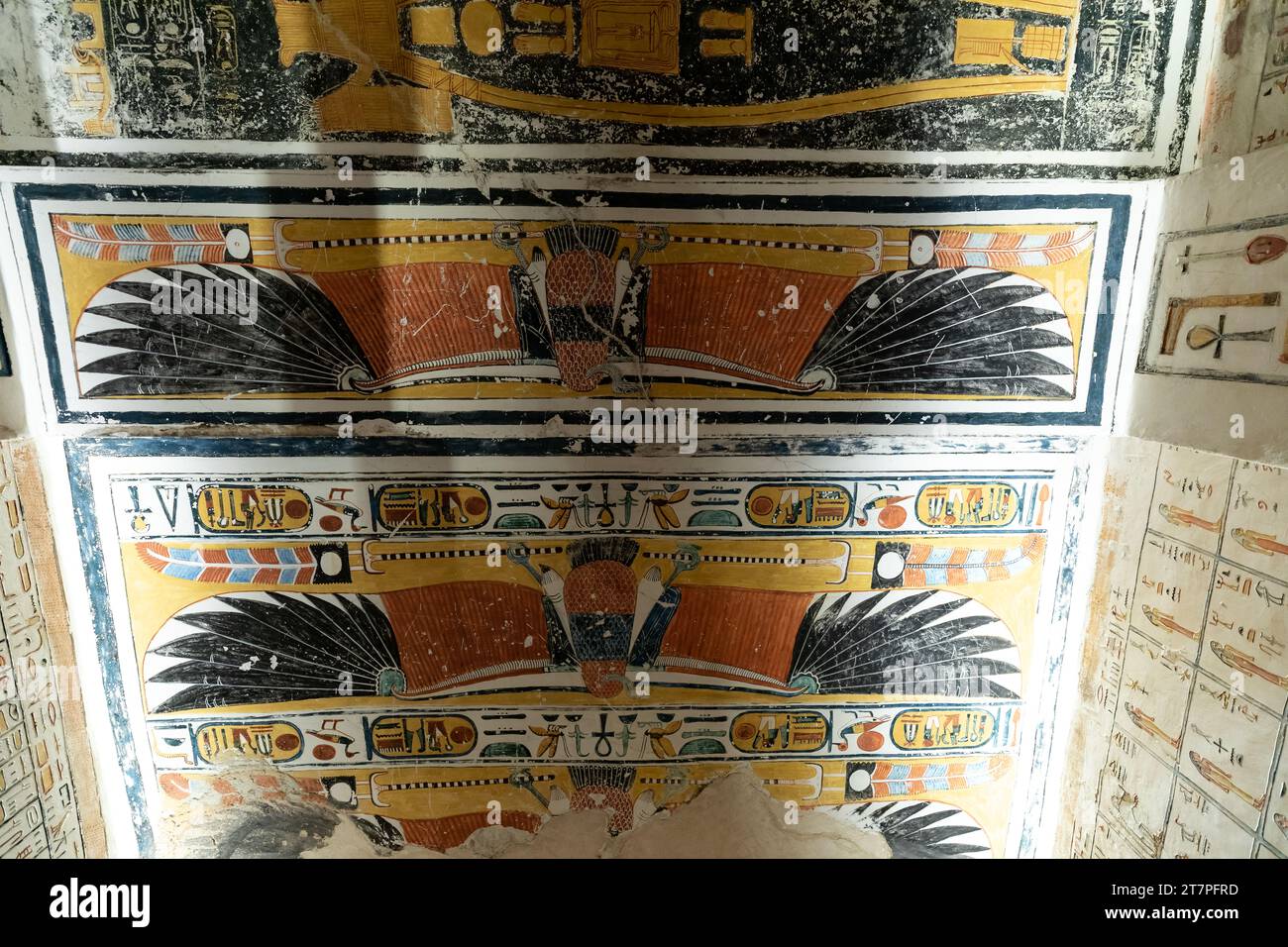 Archeological treasure, Ornate and colorful interior hieroglyphics in ...