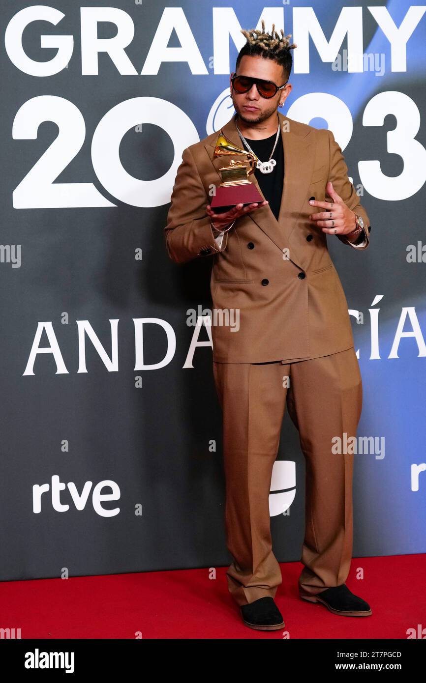 Ovy On The Drums poses in the press room with the award for album of ...