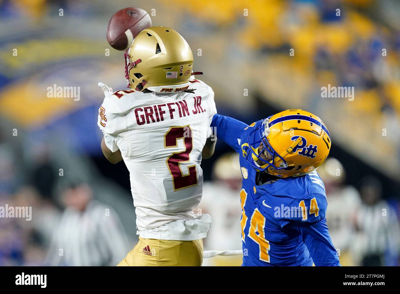 Boston College wide receiver Joseph Griffin Jr. (2) pulls in a pass as ...