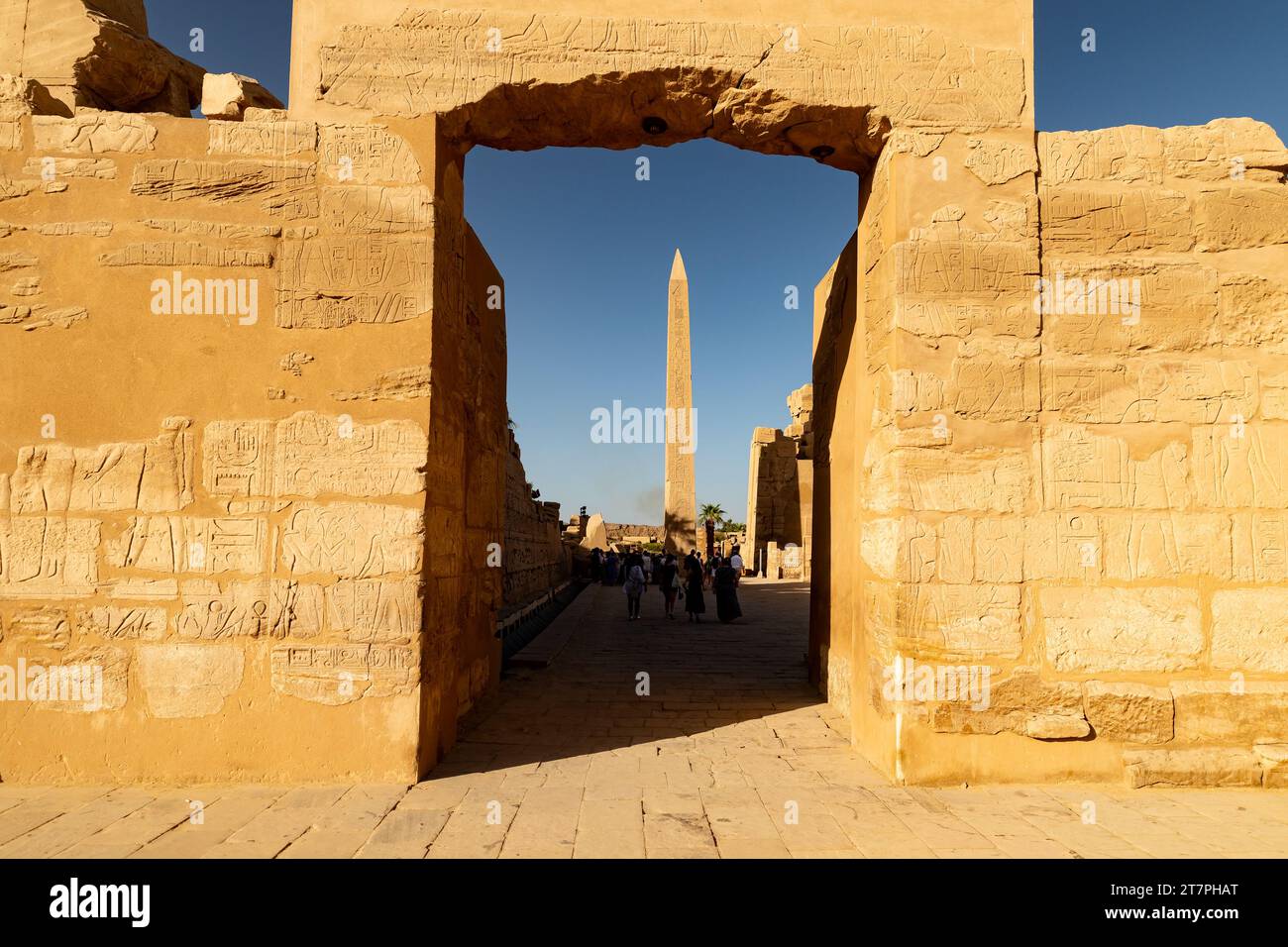 Giant obelisk in the ancient ruins of Karnak Temple complex in the ...