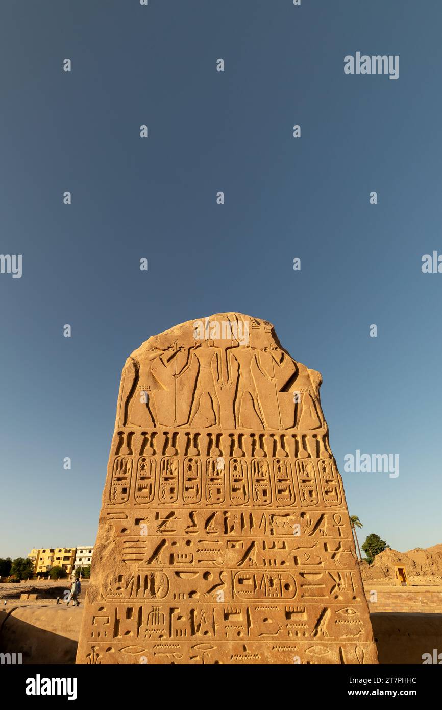 Ancient hieroglyphics carved on stone tablet outside the ancient ...