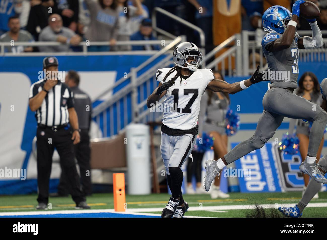 Detroit, MI, USA: Detroit Lions cornerback Khalil Dorsey (30) picks off ...