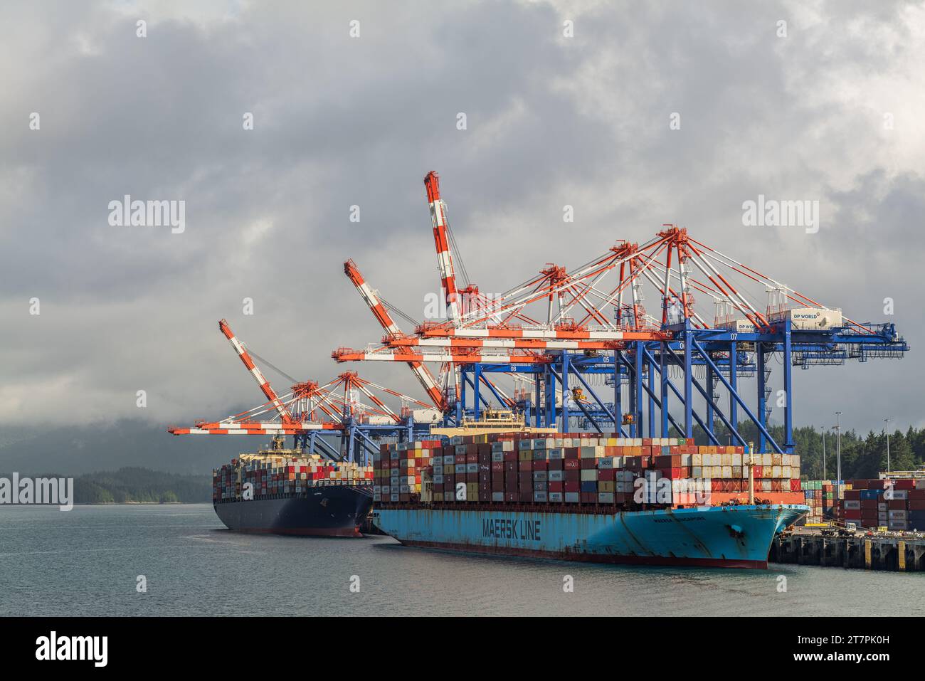 Container ship in import export business logistics. By crane ,Trade ...