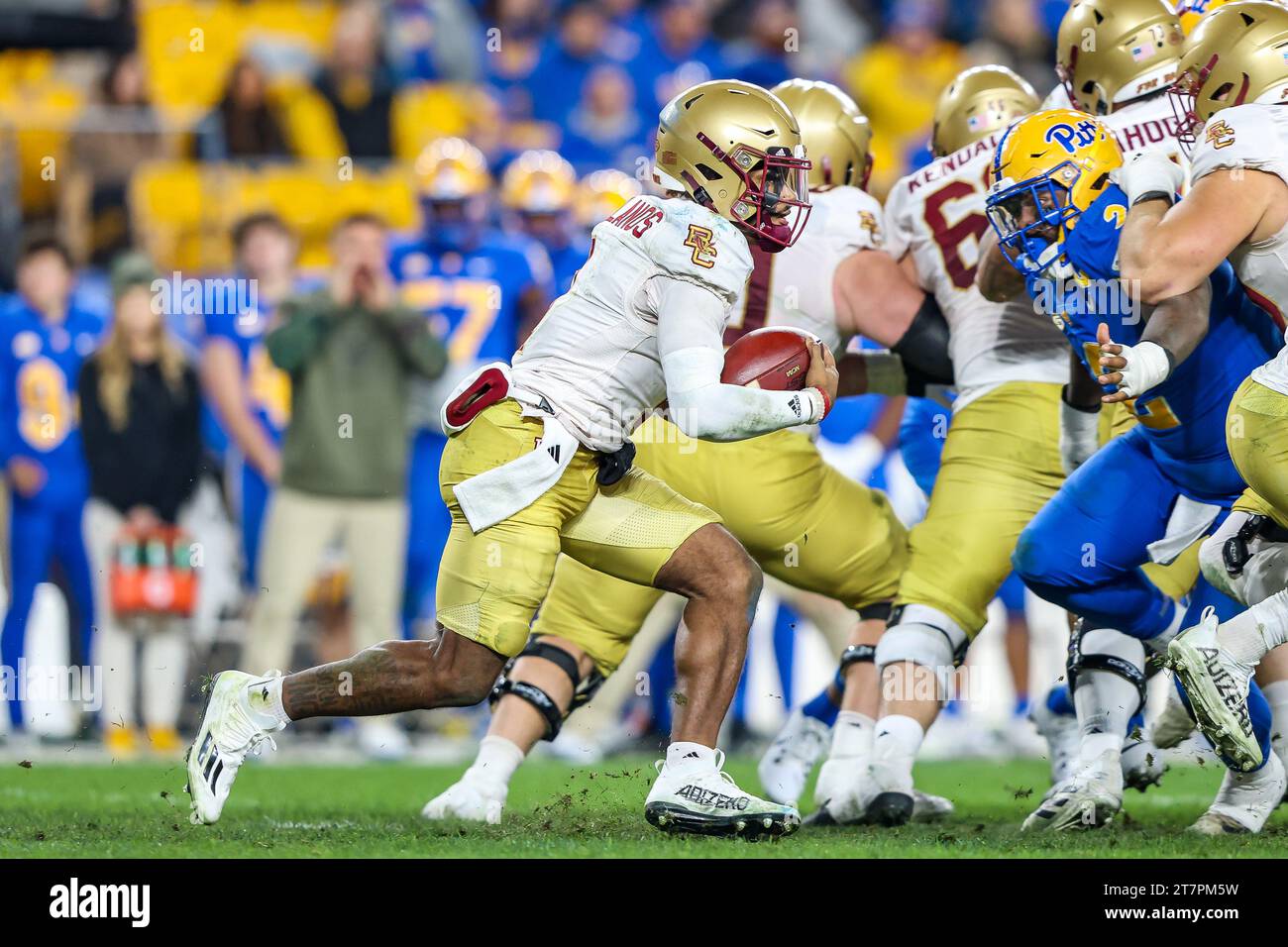 Pittsburgh, Pennsylvania, USA. 16th Nov, 2023. Boston College quarterback Thomas Castellanos (1 ...