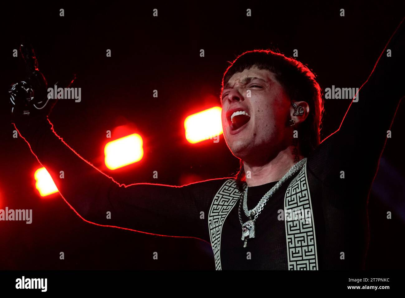 Mexican singer Peso Pluma performs in concert at the Foro Sol in Mexico ...