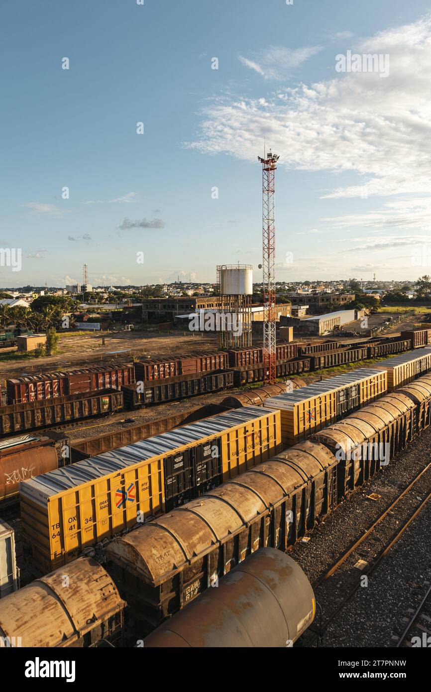 rail yard, Veracruz port, Mexico, transporting goods from all over the ...