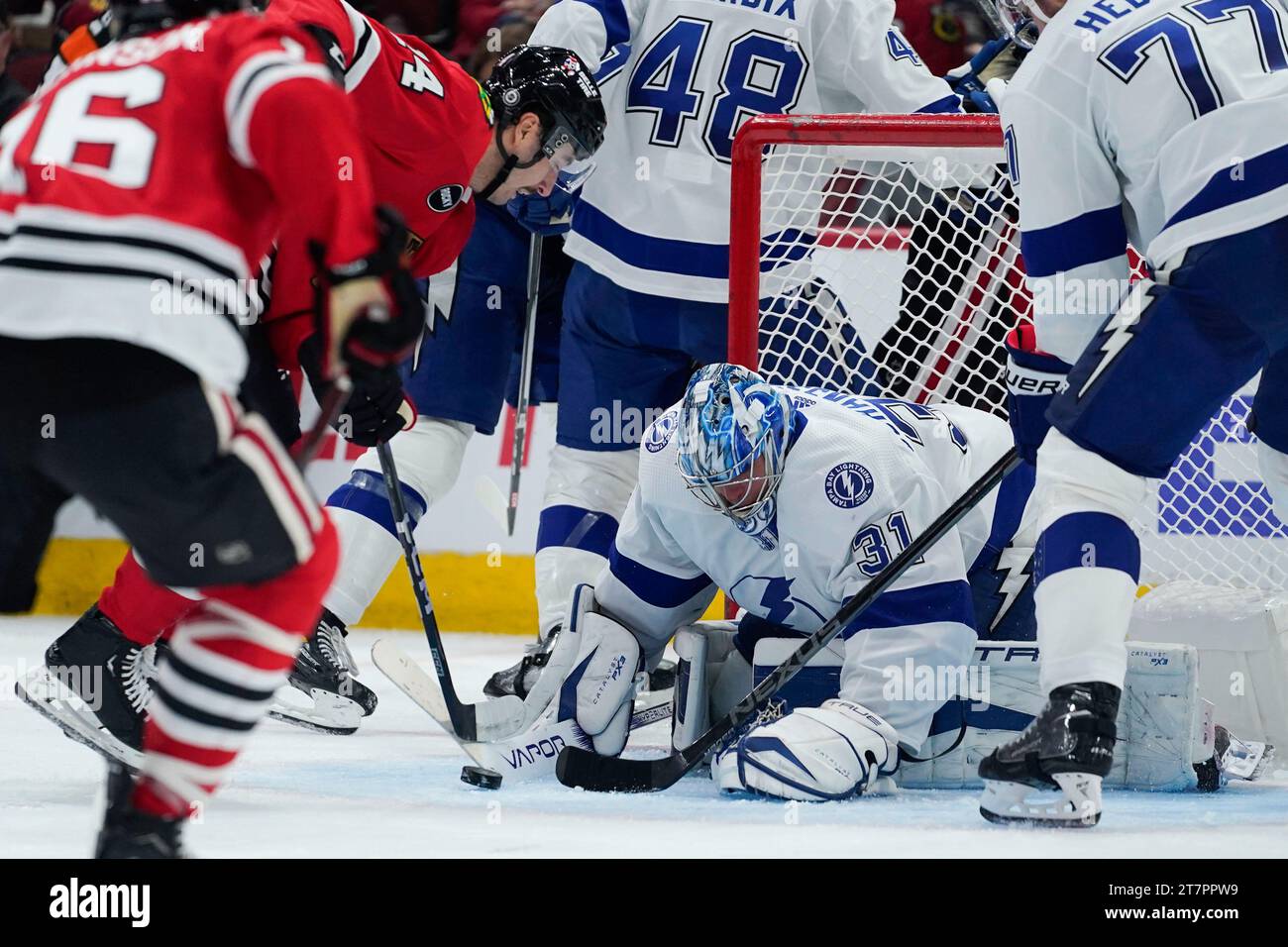 Tampa Bay Lightning goaltender Jonas Johansson (31) makes a save ...