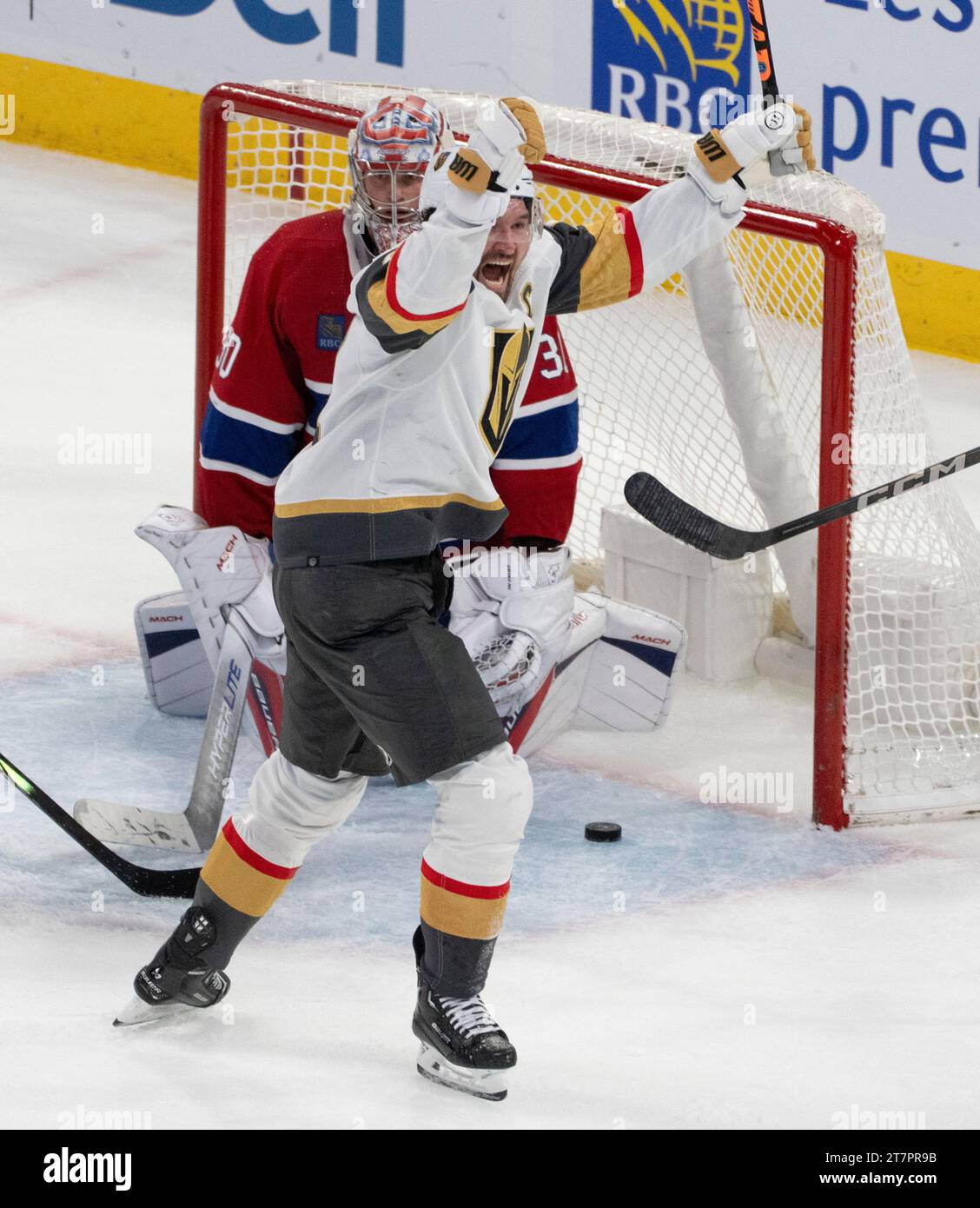 Vegas Golden Knights' Mark Stone (61) celebrates a goal on Montreal ...