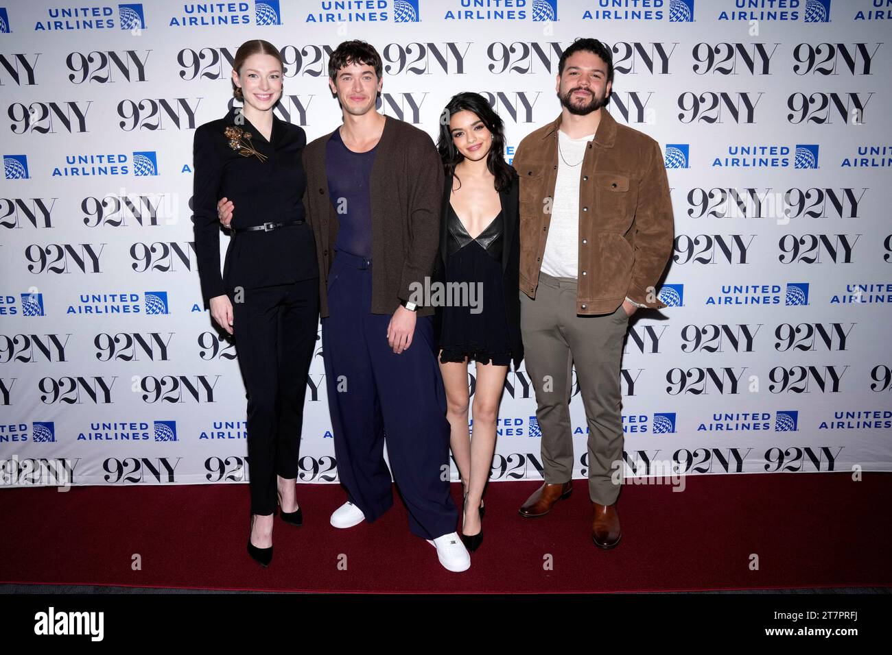 Hunter Schafer, from left, Tom Blyth, Rachel Zegler and Josh Andres ...