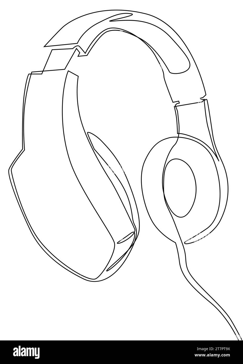 One continuous line of Headset. Thin Line Illustration vector Listen ...