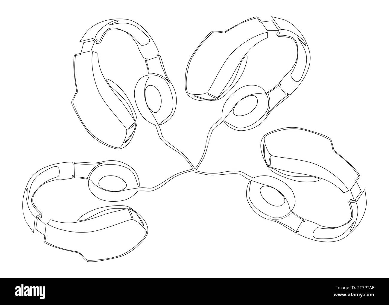 One continuous line of Headset. Thin Line Illustration vector Listen ...