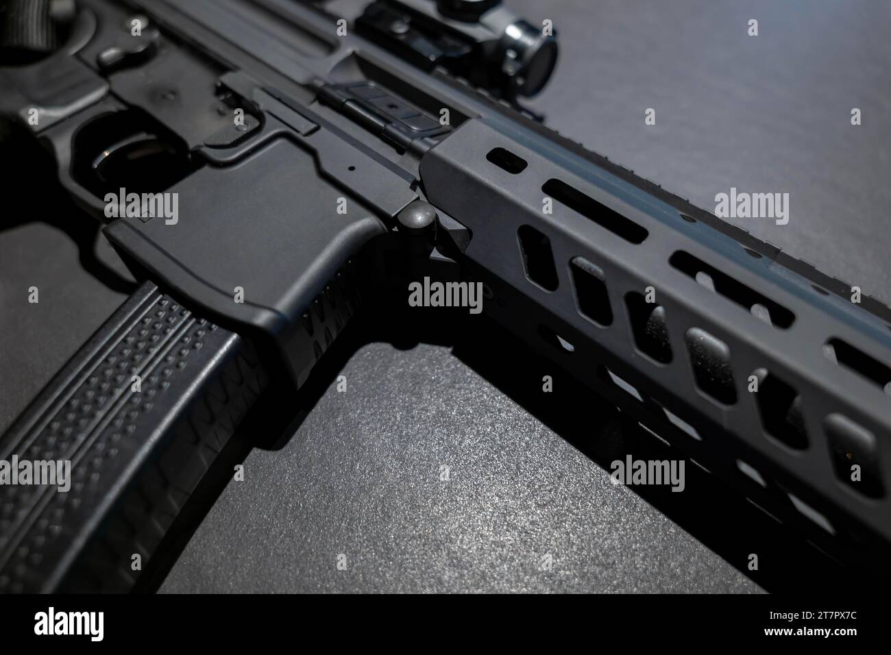 Modern Elegant Assault Rifle on Grey Background in Switzerland Stock ...