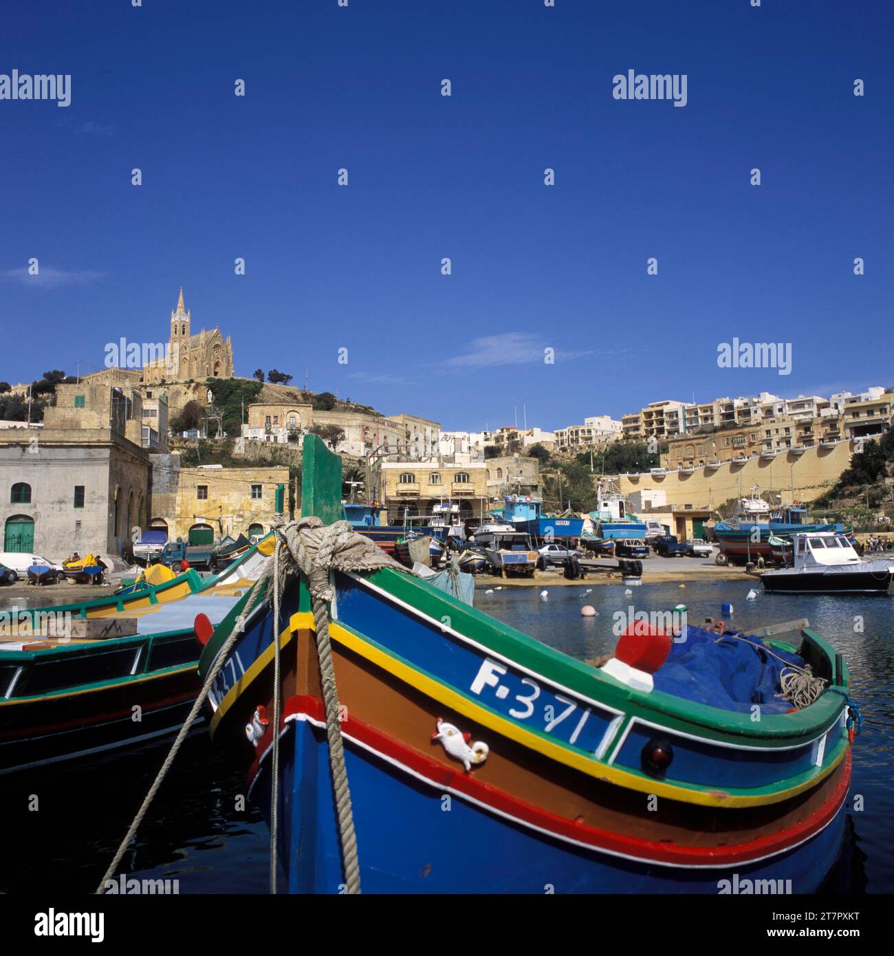 Malta, Gozo, Mgarr, harbour, Luzzo boats Stock Photo - Alamy