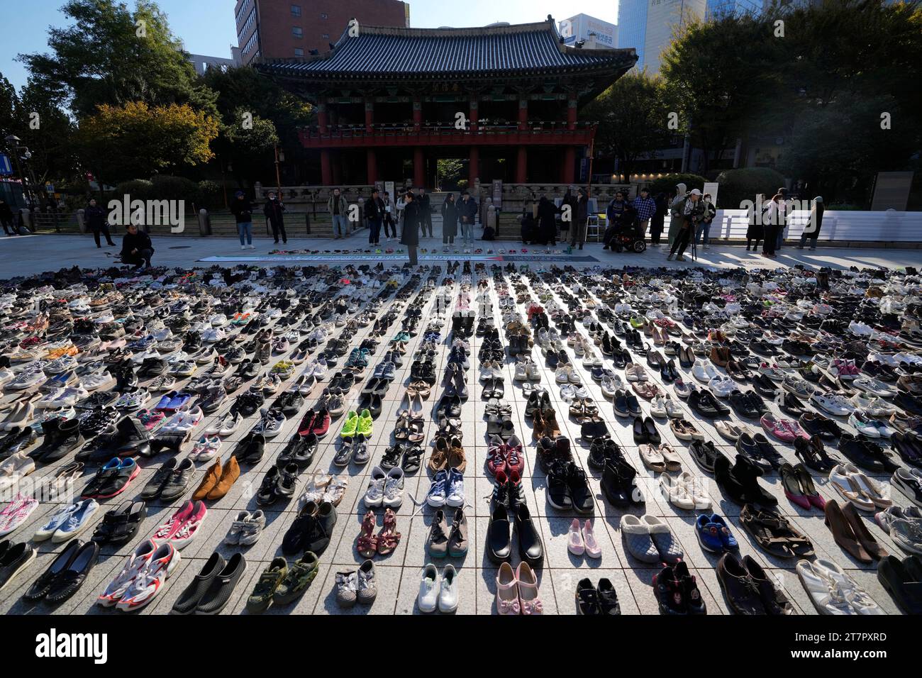 About 2,000 pairs of shoes symbolizing all the victims from Gaza, West ...
