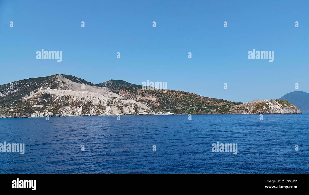 Pumice mining, abandoned mine, derelict industrial buildings, from the ...