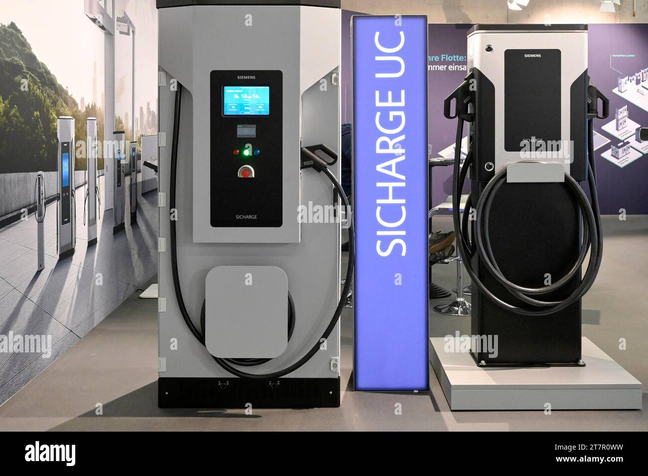 Siemens charging station Sicharge lorry electric vehicles Stock Photo - Alamy