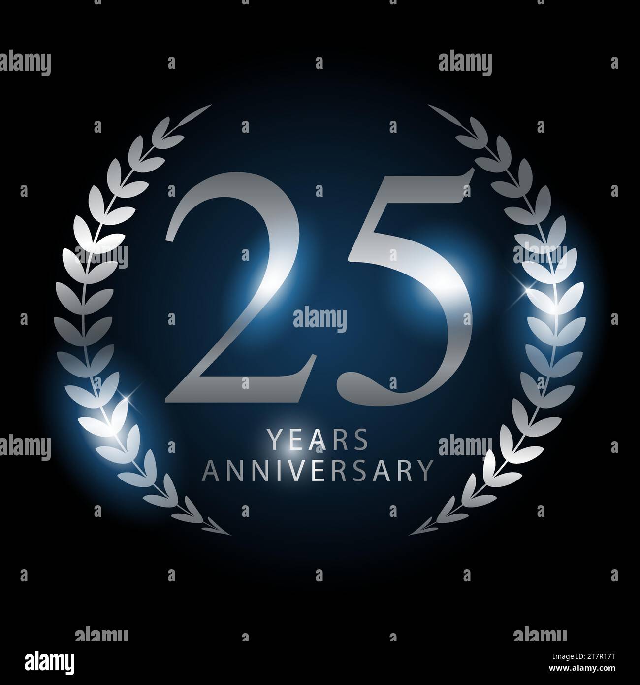 Shiny silver ornament to represents the name of 25 years anniversary ...