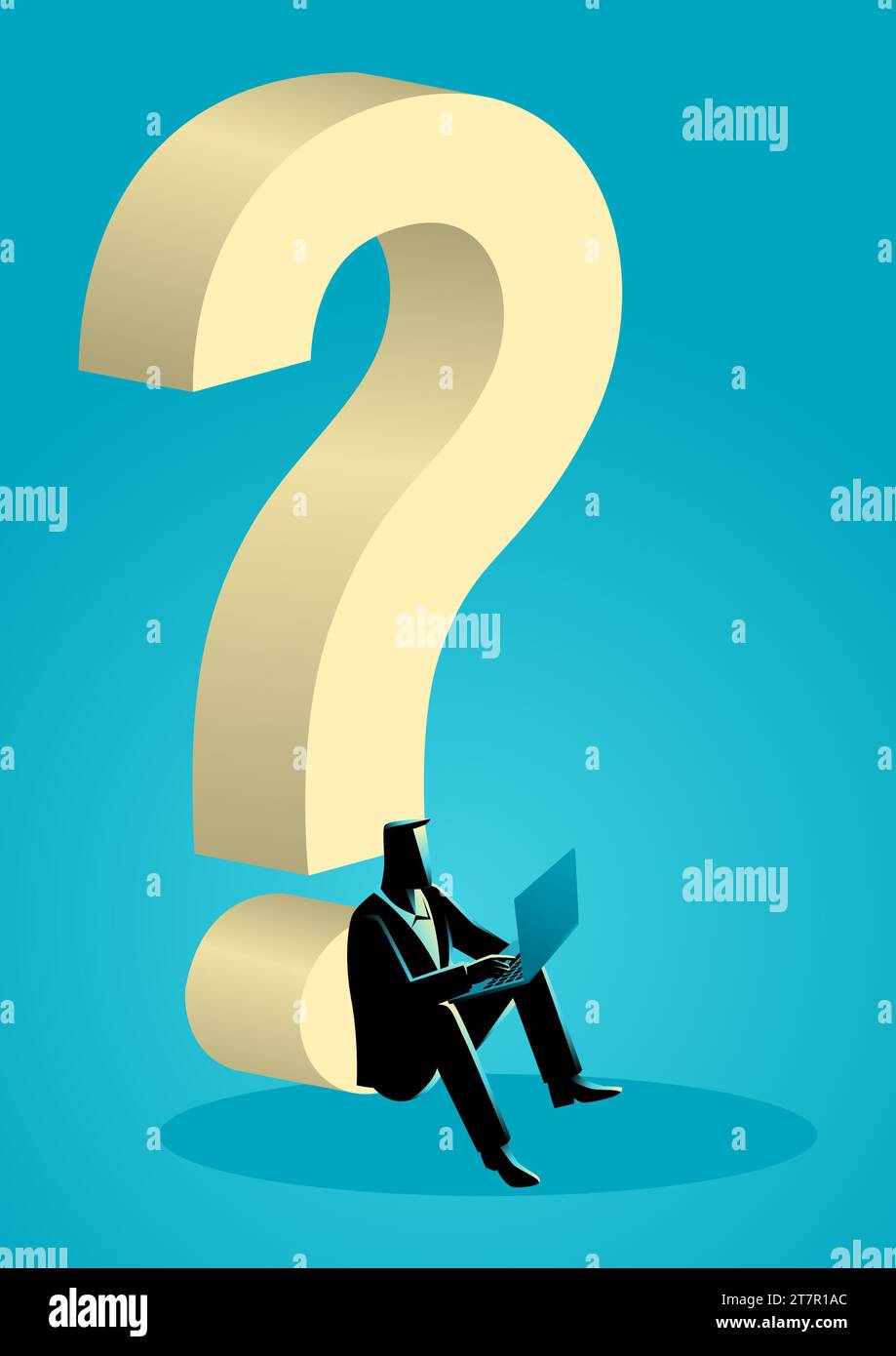 Business concept vector illustration of businessman using his laptop ...