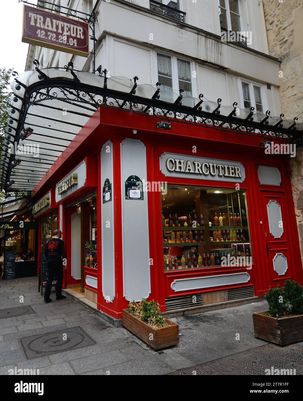 Charcutier Traiteur butcher shop on Rue Rambuteau pedestrian street in ...