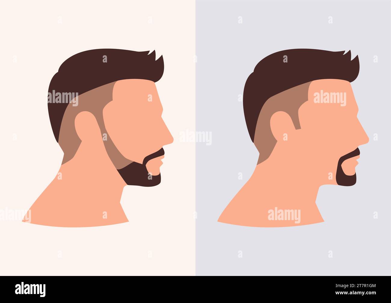 Simple flat vector illustration of side view of man face with beard and ...