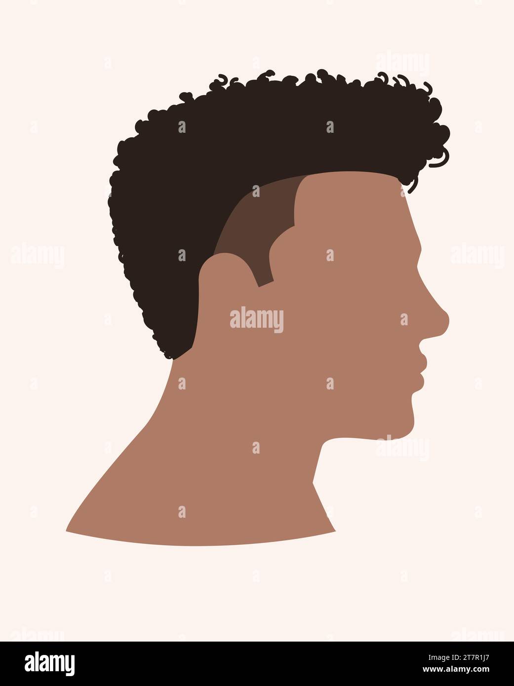 Simple flat vector illustration of side view of afro male face Stock ...
