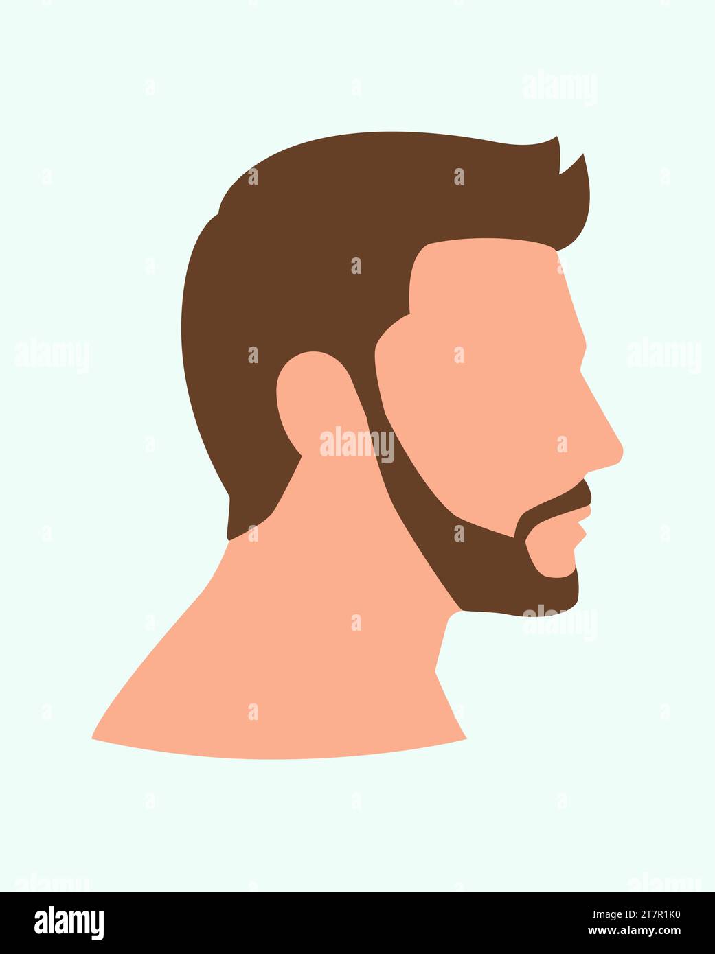 Simple flat vector illustration of side view of man face with beard and ...