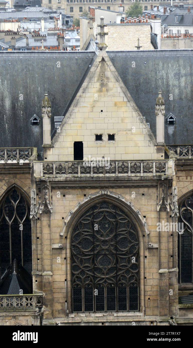 Saint Merry Church viewed from the Pompidou centre in Paris, France ...