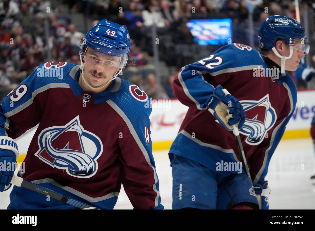 Colorado Avalanche defenseman Samuel Girard (49) and Colorado Avalanche ...