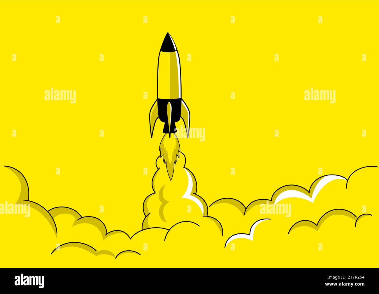 Simple flat vector illustration of a rocket launch, concept for start ...