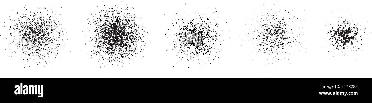 Stippled radial brush strokes. Grain dotted gradient collection. Grunge ...