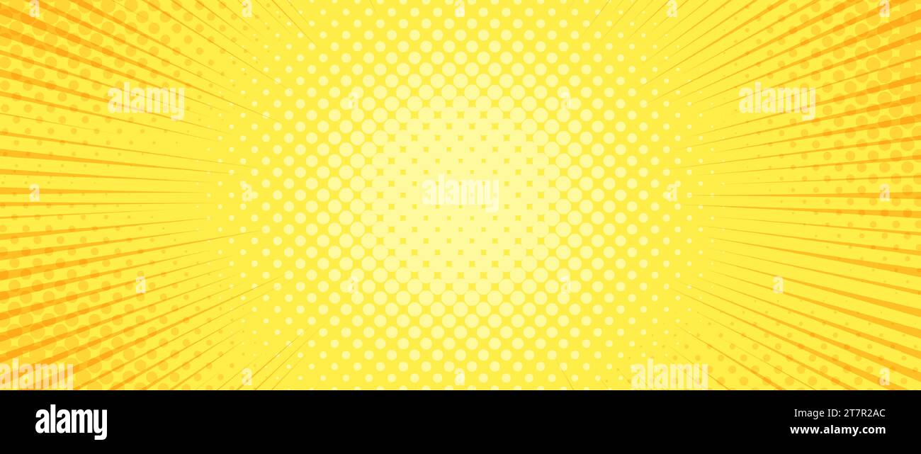 Yellow radial dotted comic background. Speed lines wallpaper with pop ...