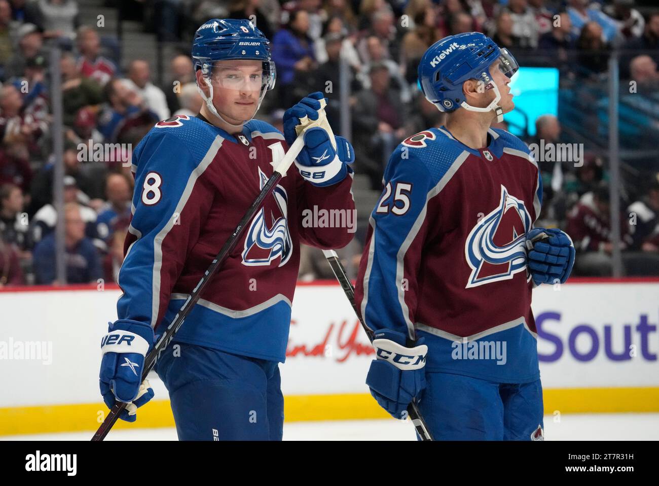 Colorado Avalanche defenseman Cale Makar (8) and Colorado Avalanche ...
