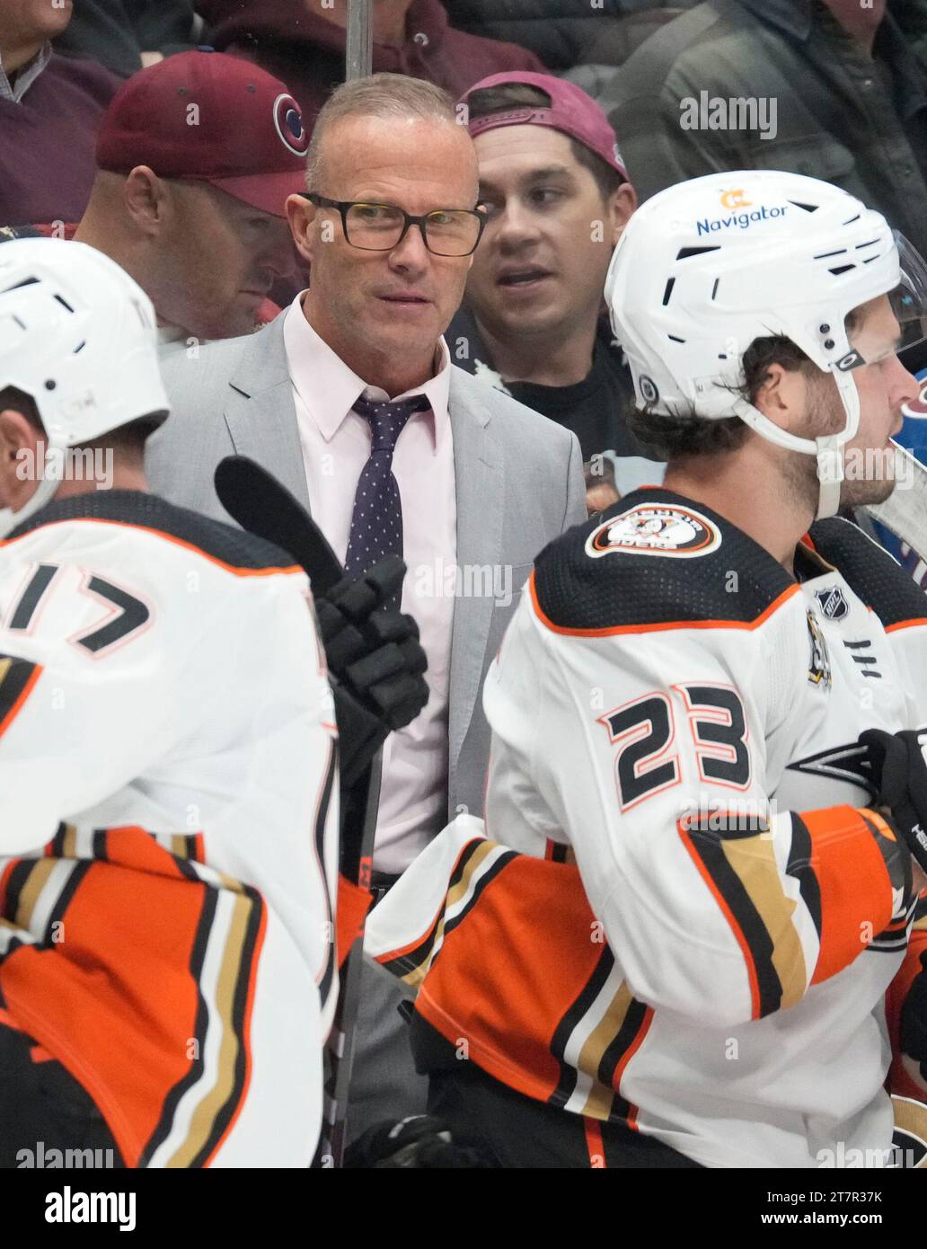 Anaheim Ducks head coach Greg Cronin in the second period of an NHL ...