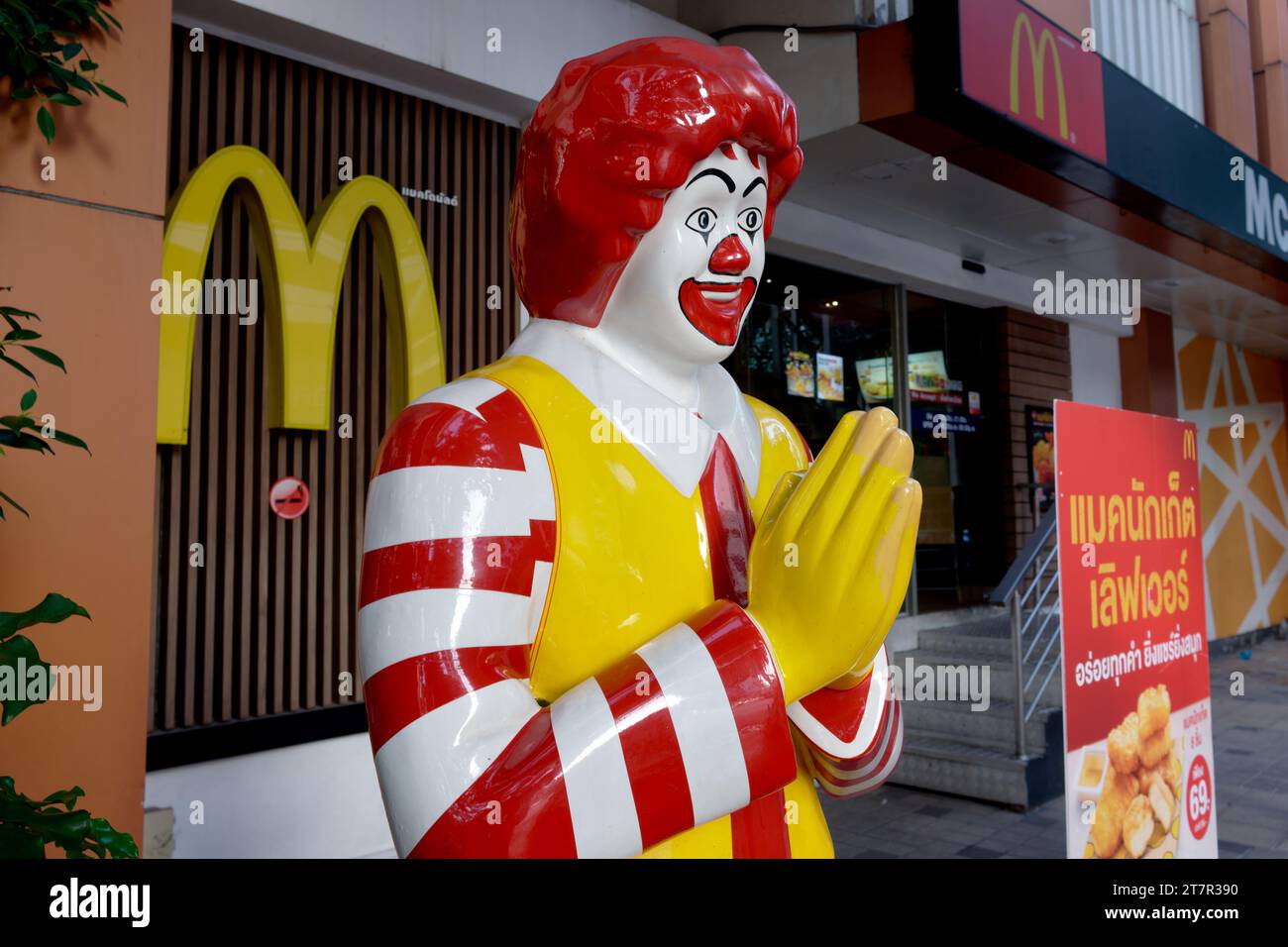 The iconic McDonald's clown at a McDonald's fast food outlet in Bangkok ...