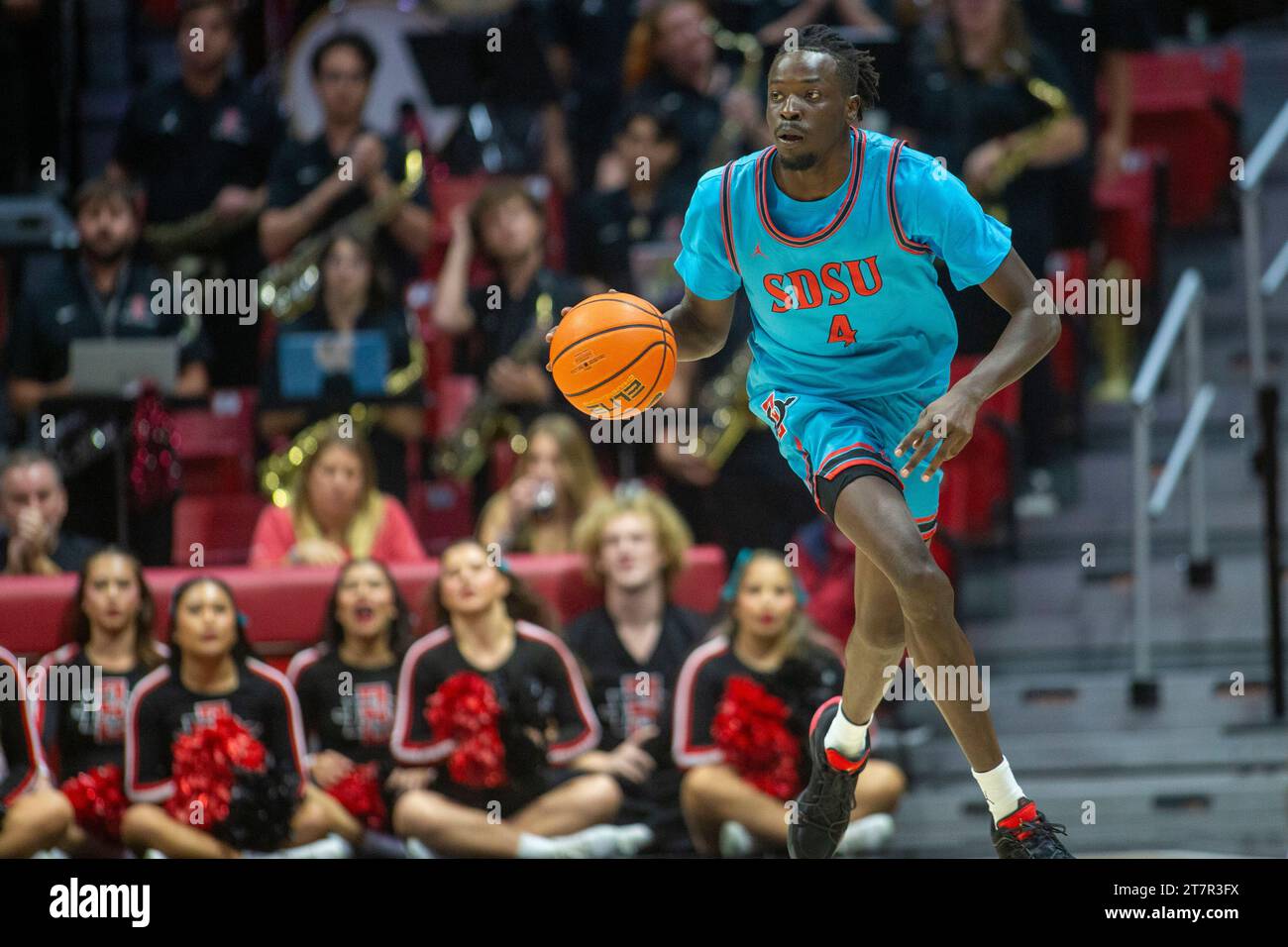 SAN DIEGO, CA - NOVEMBER 14: San Diego State forward Jay Pal (4) dribbles in the second half of ...