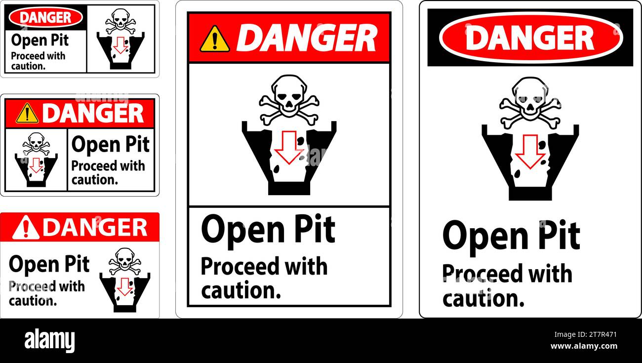 Danger Sign Open Pit Proceed With Caution Stock Vector Image & Art - Alamy