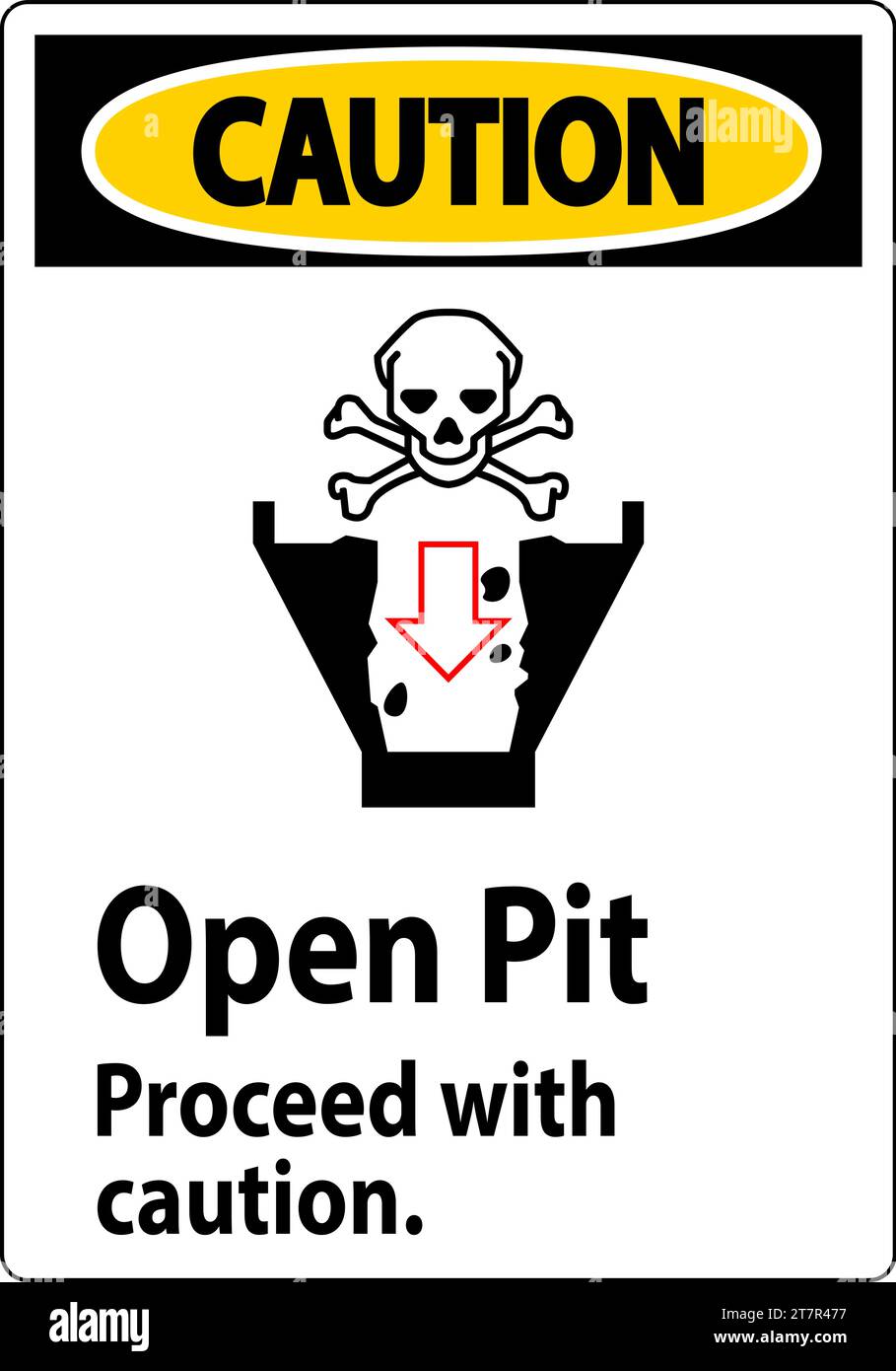 Caution Sign Open Pit Proceed With Caution Stock Vector Image & Art - Alamy