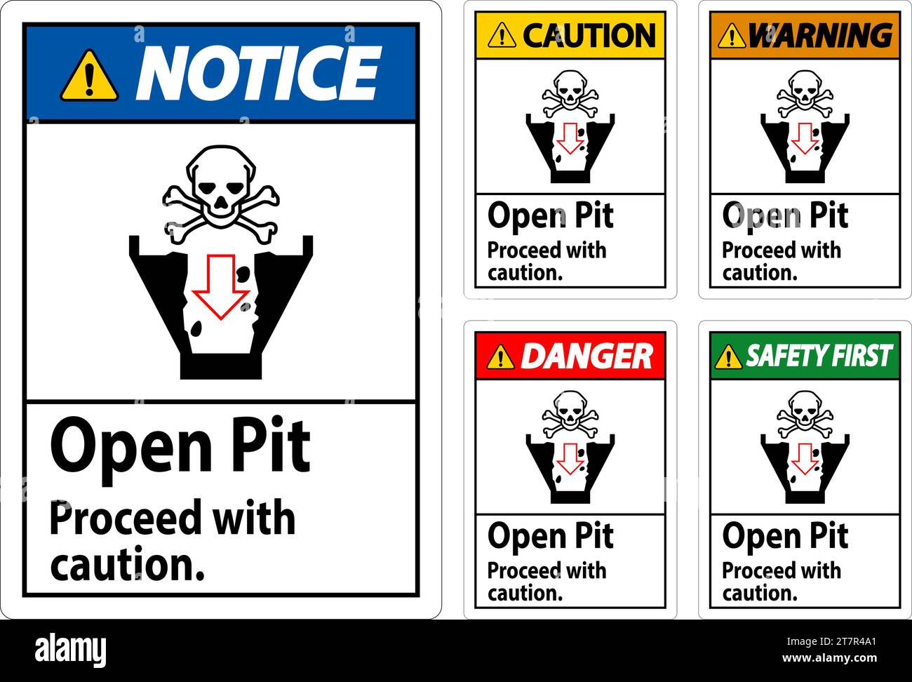 Danger Sign Open Pit Proceed With Caution Stock Vector Image & Art - Alamy